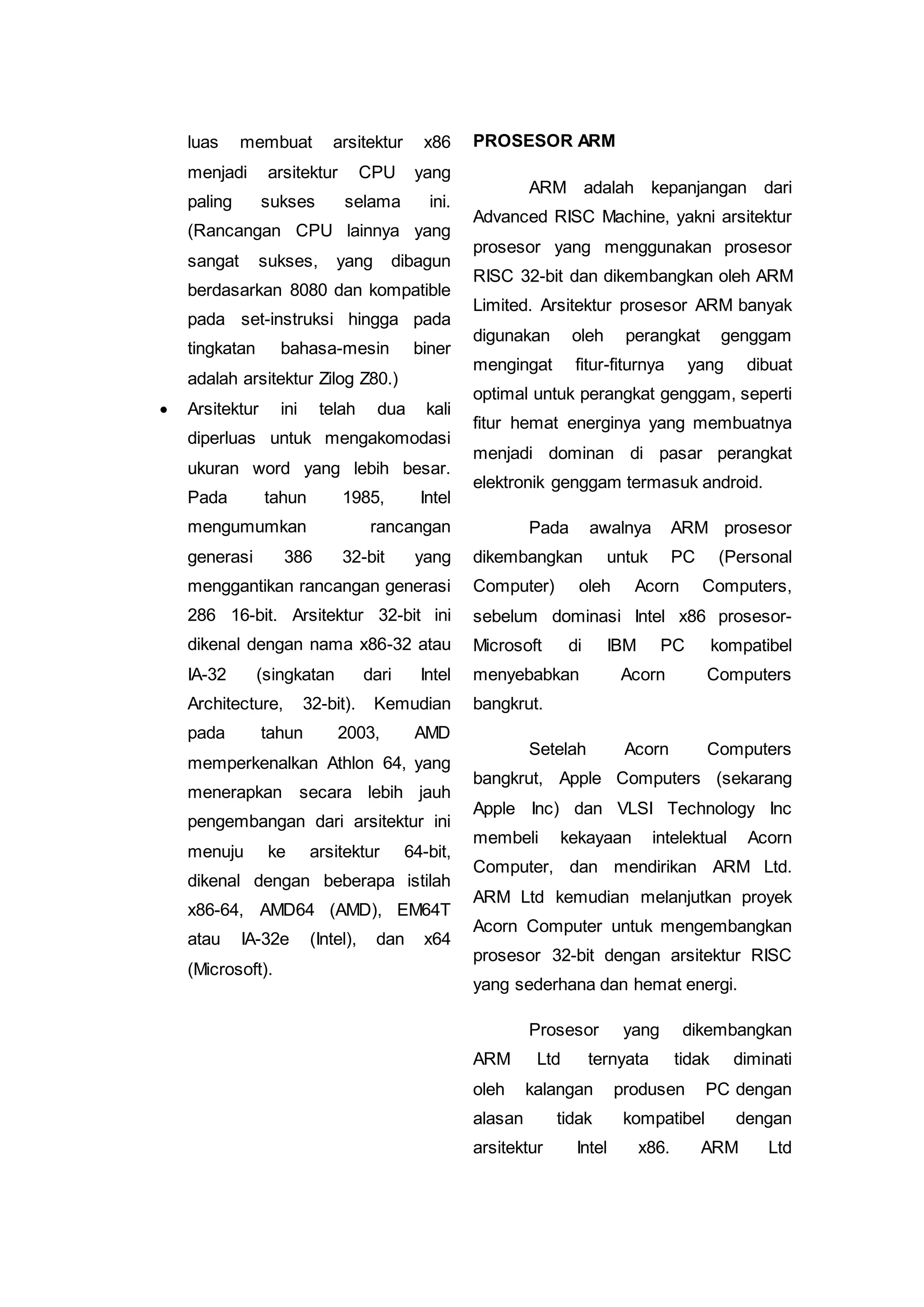 Prosesor x86 dan arm | DOCX