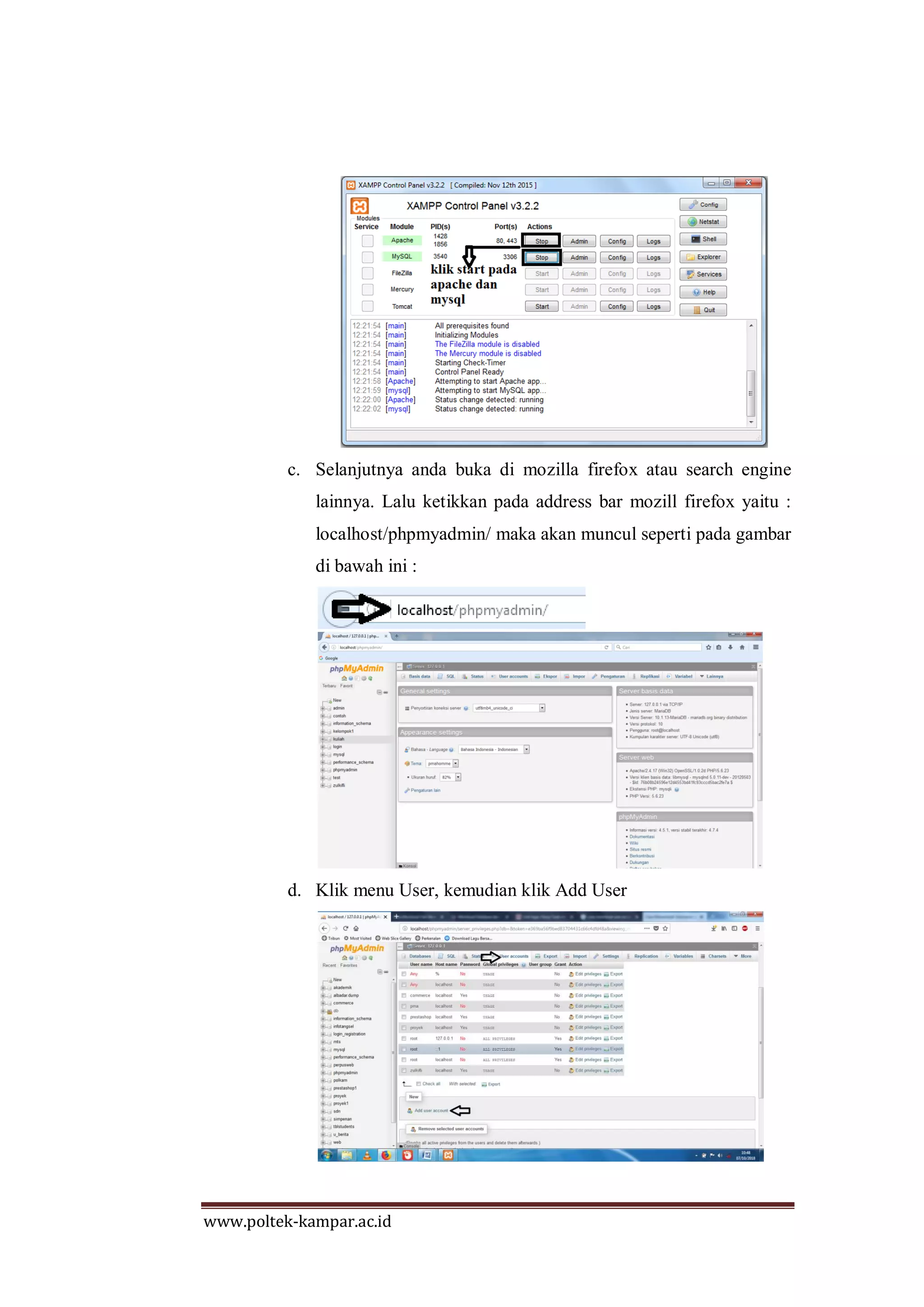 Proses pembuatan account db, db , tabel dan password | PDF