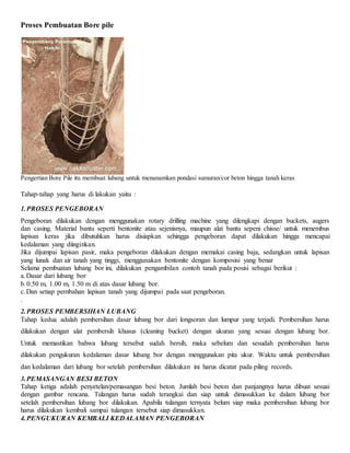 Proses pembuatan bore pile | PDF