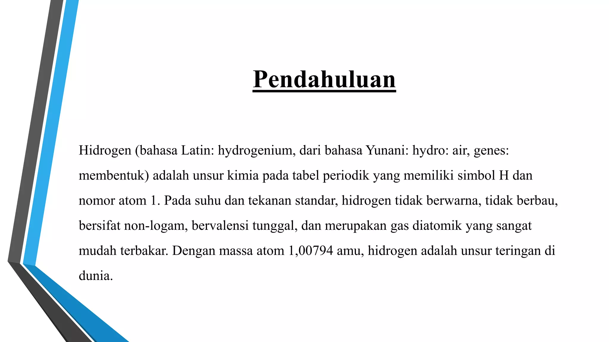 Proses pembuatan hidrogen | PPTX