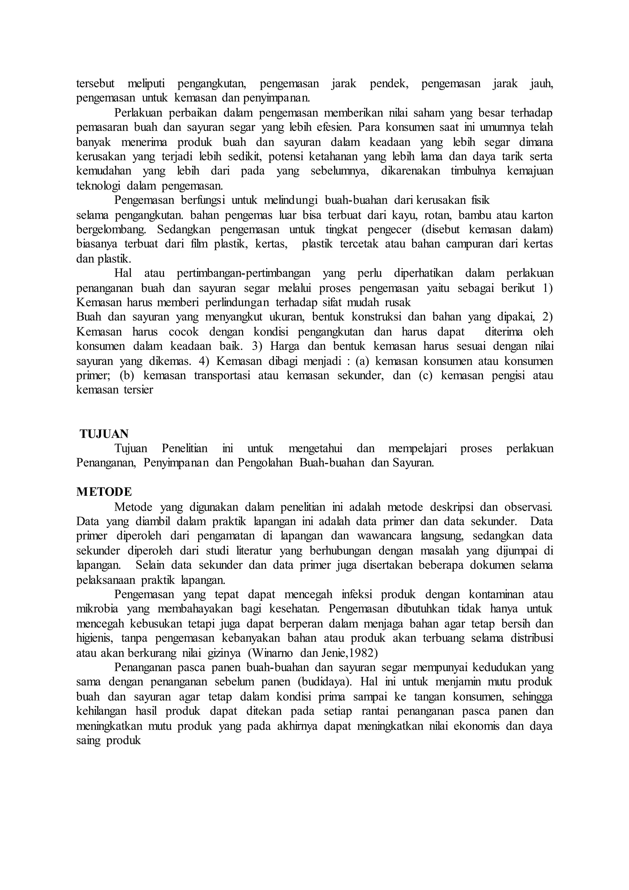 Proses penanganan, penyimpanan dan pengolahan buah buahan dan sayuran ...