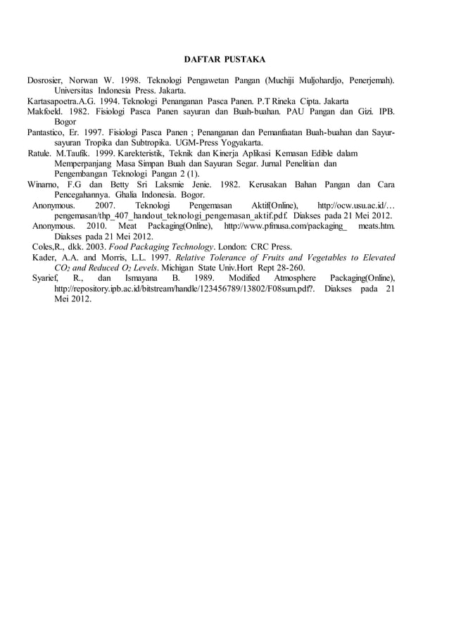 Proses penanganan, penyimpanan dan pengolahan buah buahan dan sayuran | DOCX