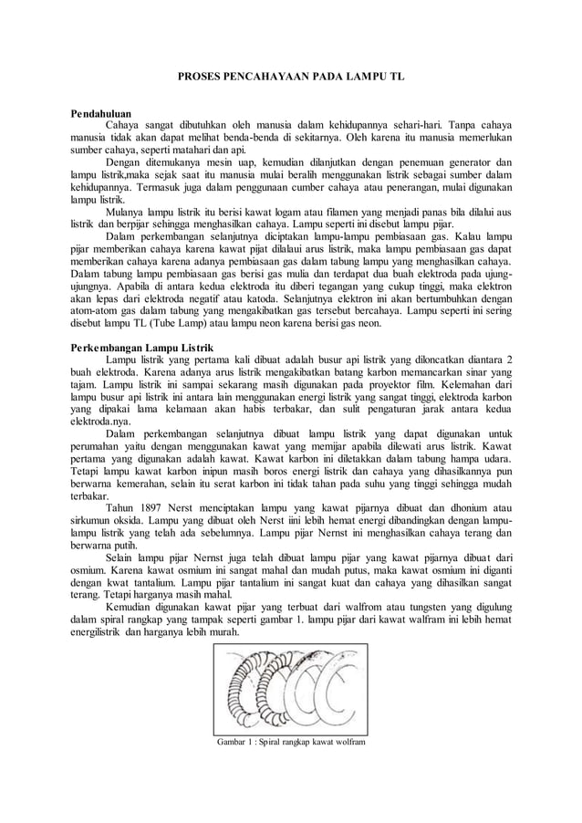 PROSES PENCAHAYAAN PADA LAMPU TL | DOCX