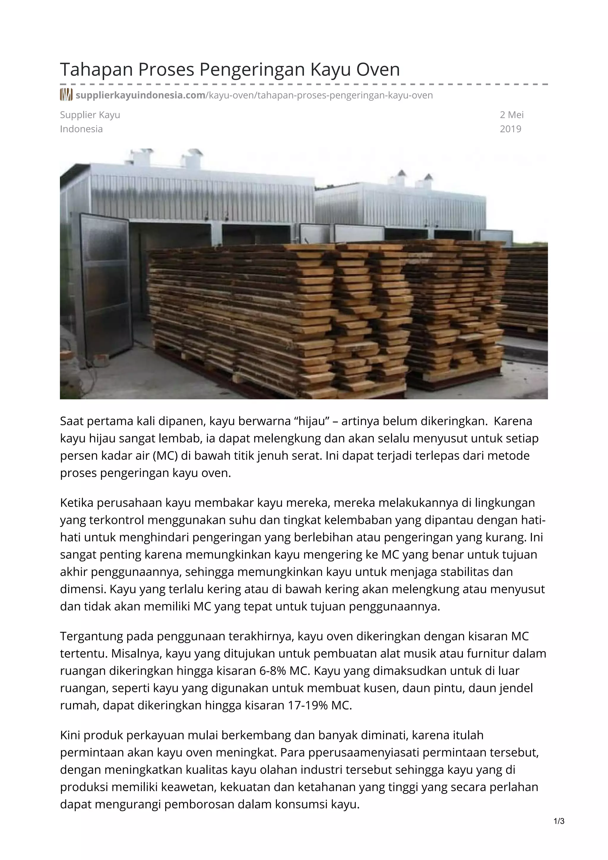 Proses pengeringan kayu oven | PDF