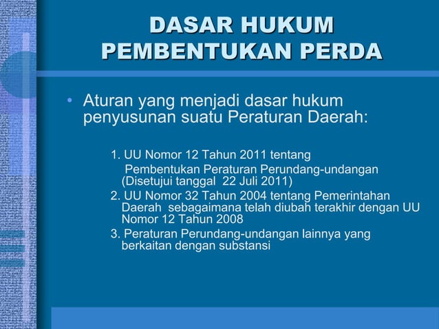 Proses penyusunan perda uu 12 untk pak wali | PPT