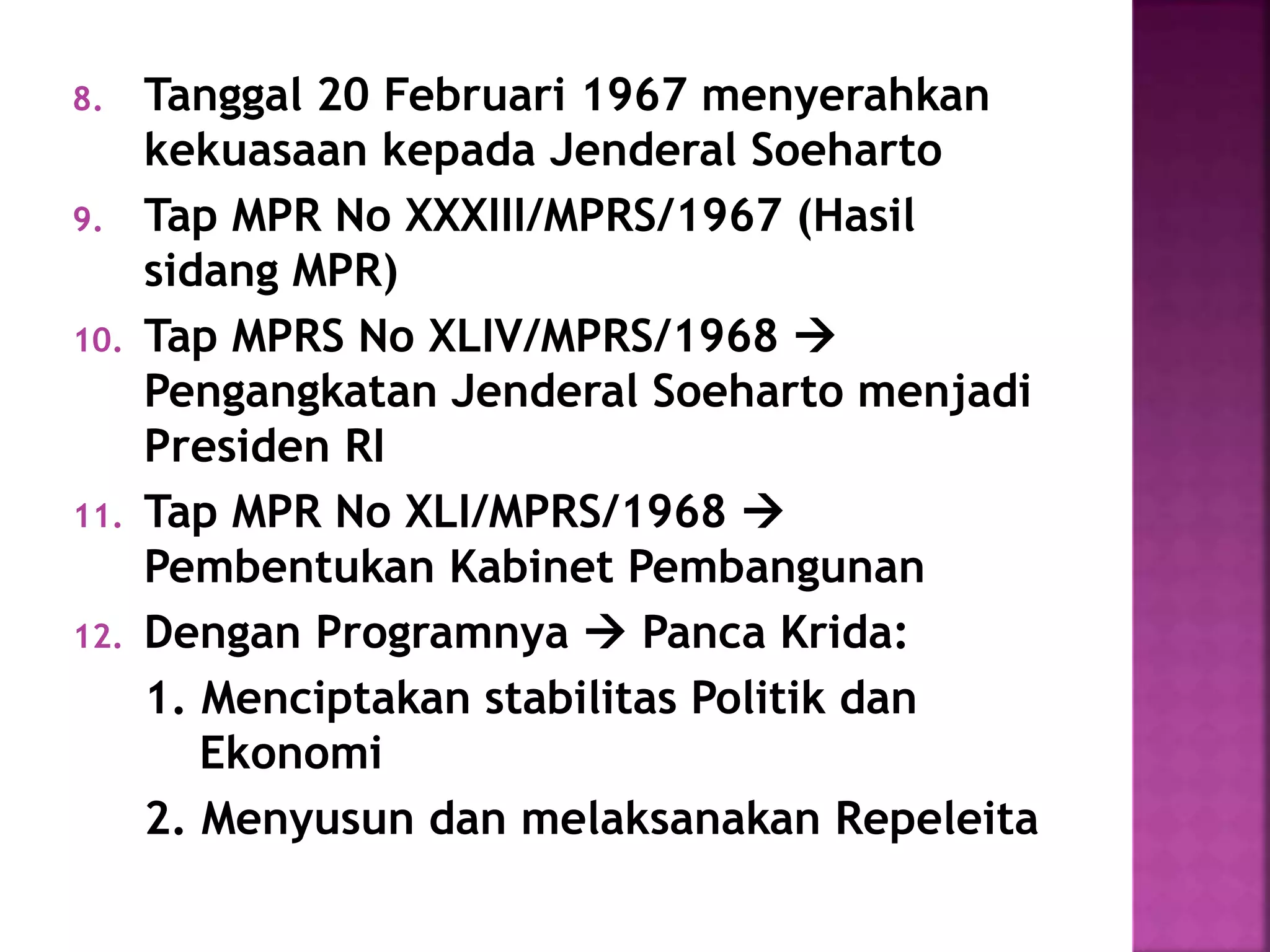 Proses peralihan kekuasaan orla orba | PPTX