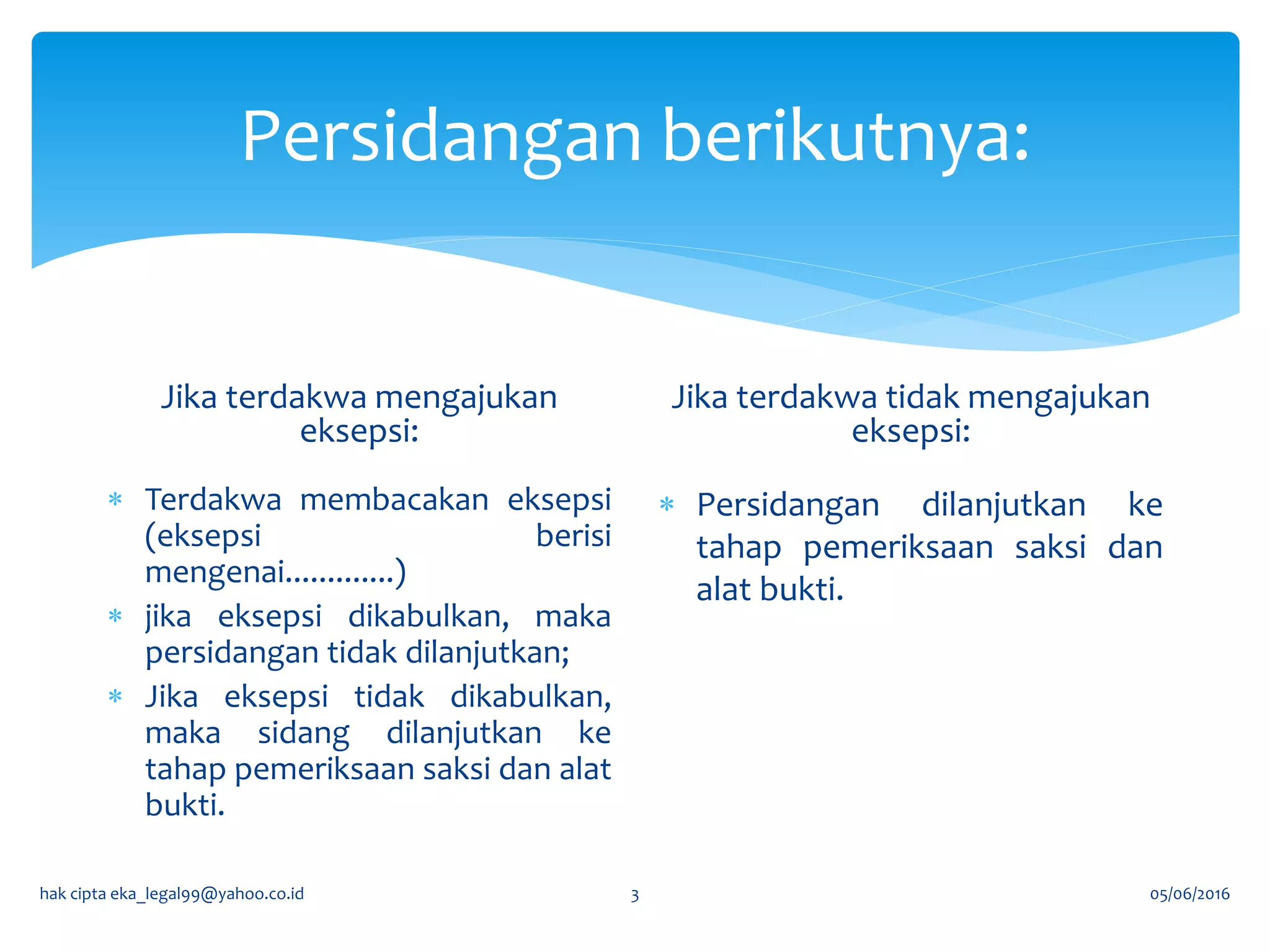 Proses persidangan pidana pengadilan negeri di indonesia | PPTX