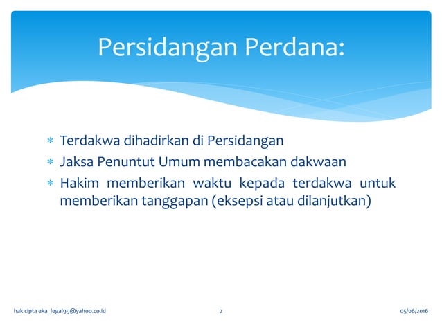 Proses persidangan pidana pengadilan negeri di indonesia | PPTX