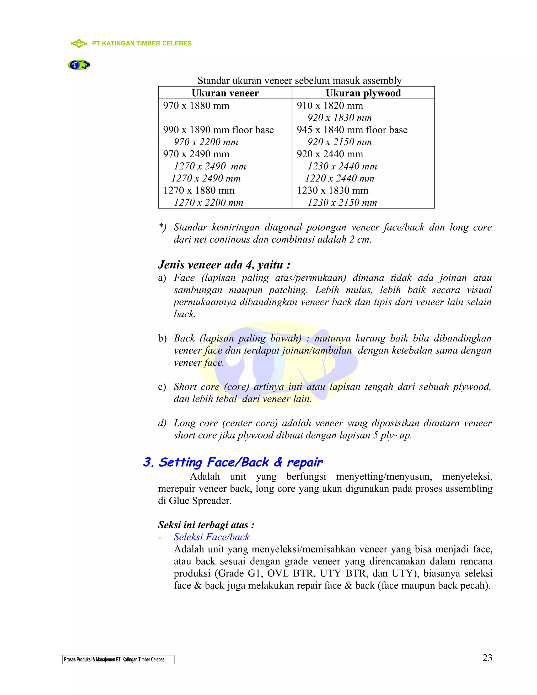 Proses produksi dan standar kerja plywood | DOC