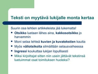 Prosessikirjoittaminen ja kirjoittamisprosessi | PPT