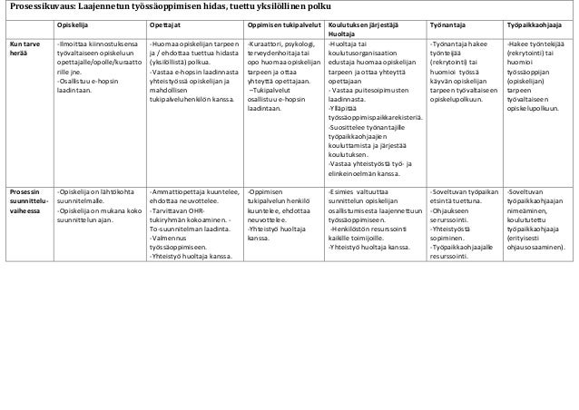 Prosessikuvaus laajennetun työssäoppimisen hidas, tuettu yksilöllinen…