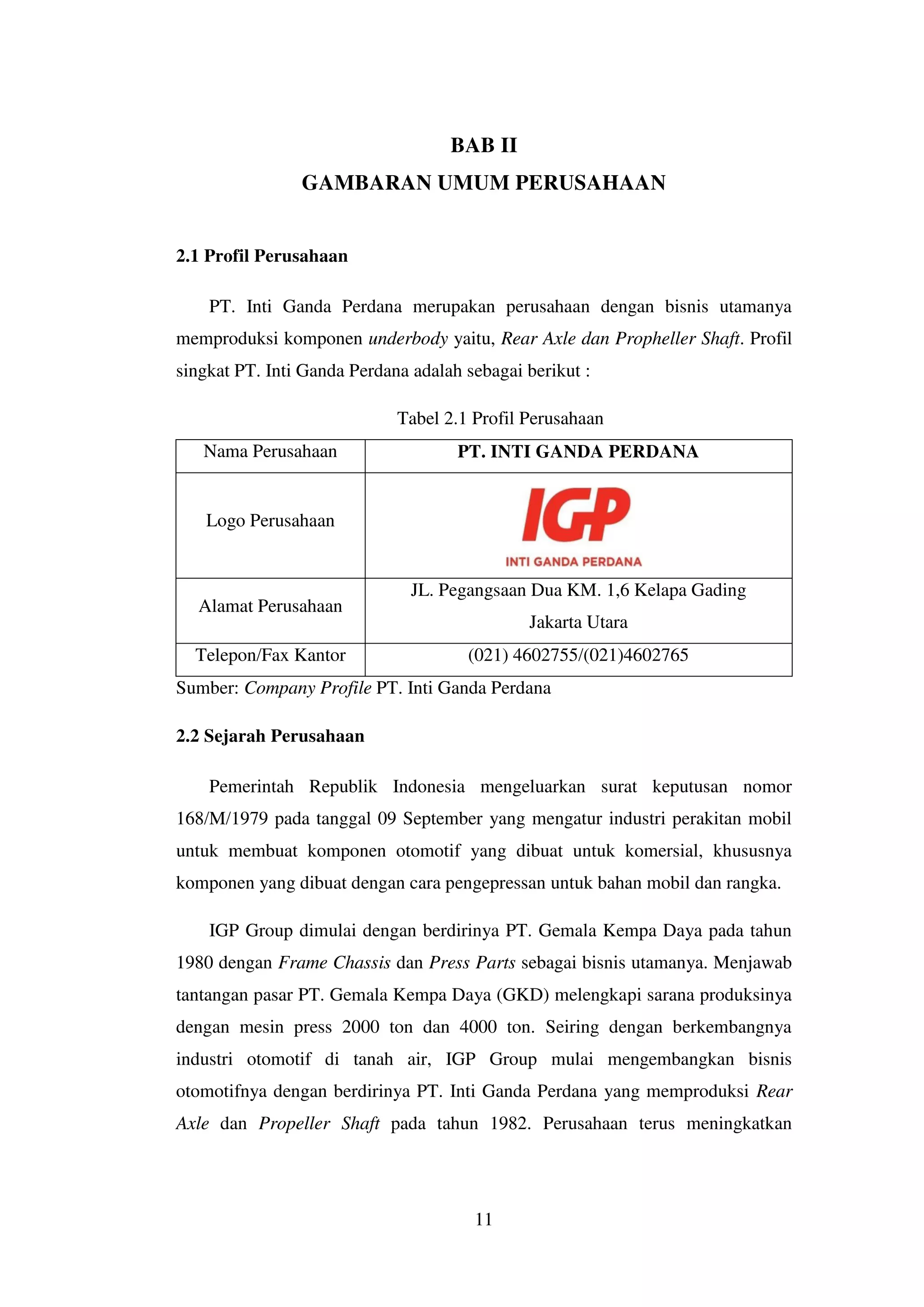 Laporan Kerja Praktek - PT. Inti Ganda Perdana | PDF