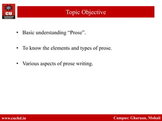 Prose wrinting | PPTX | Poetry | Books and Literature