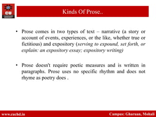 Prose wrinting | PPTX | Poetry | Books and Literature