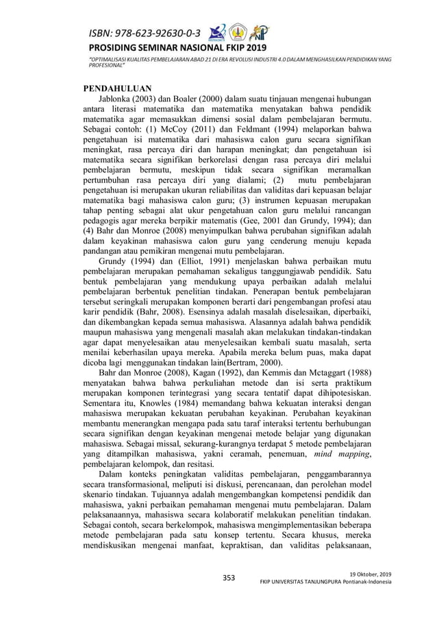 Prosiding SNP FKIP Universitas Tanjungpura Tahun 2019 | PDF