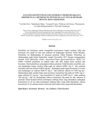 ANALISIS KONSENTRASI LOGAM BERAT MERKURI (Hg) DAN KROMIUM (Cr ...