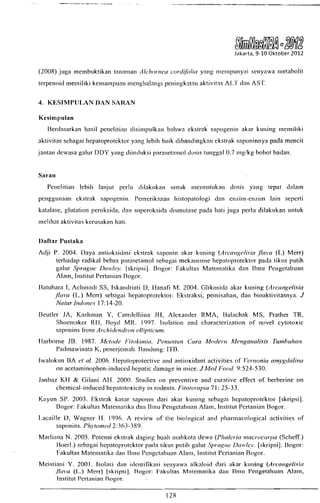 EKSTRAK SAPOGENIN AKAR KUNING SEBAGAI HEPATOPROTEKTOR PADA MENCIT YANG DIINDUKSI PARASETAMOL | PDF