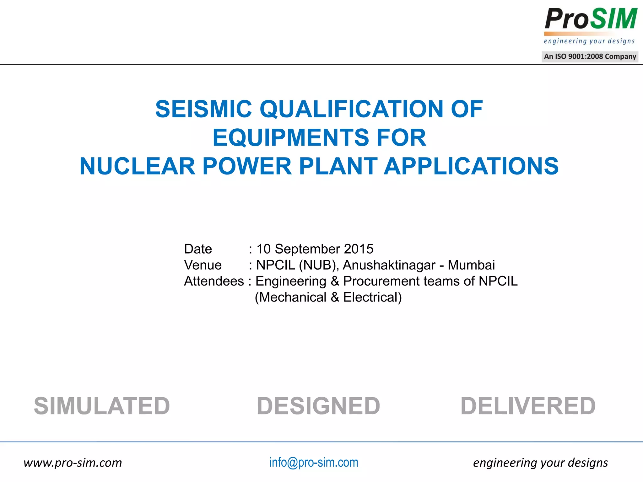 Seismic Qualification of Nuclear Power Plant equipments | PDF
