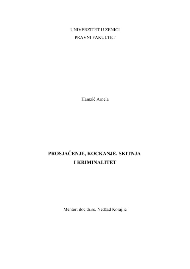 Prosjacenje, kockanje, skitnja i kriminalitet | PDF