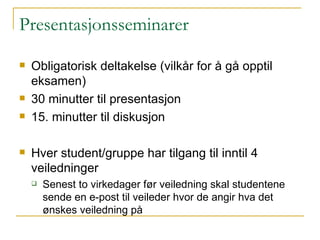 Prosjektoppgave innledning | PPT