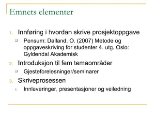 Prosjektoppgave innledning | PPT