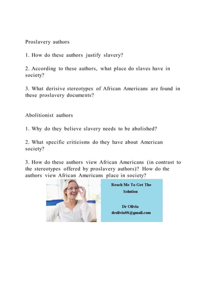 Proslavery authors1. How do these authors justify slavery | PDF