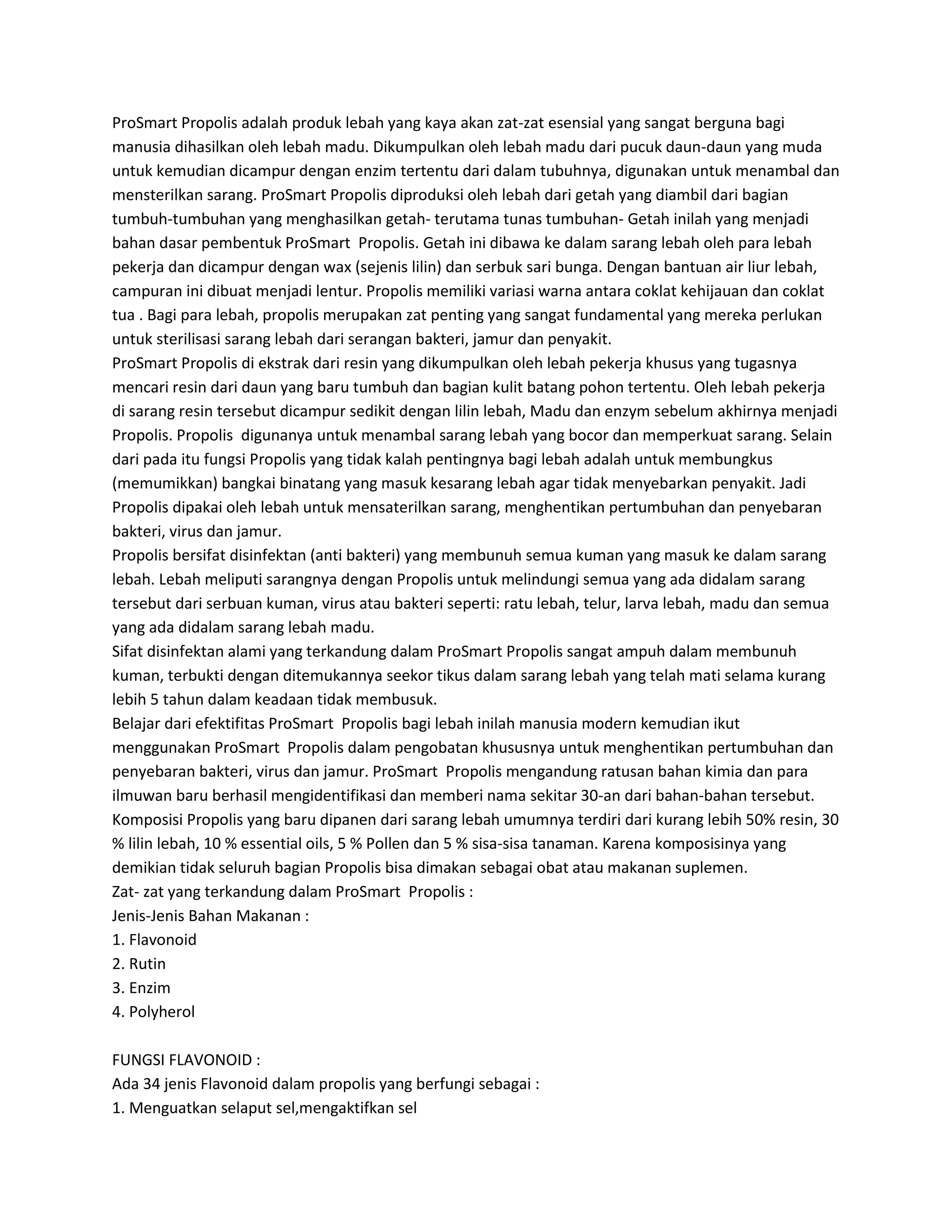 Pro smart propolis adalah produk lebah yang kaya akan zat | DOCX