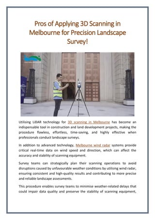 Pros of Applying 3D Scanning in Melbourne for Precision Landscape ...