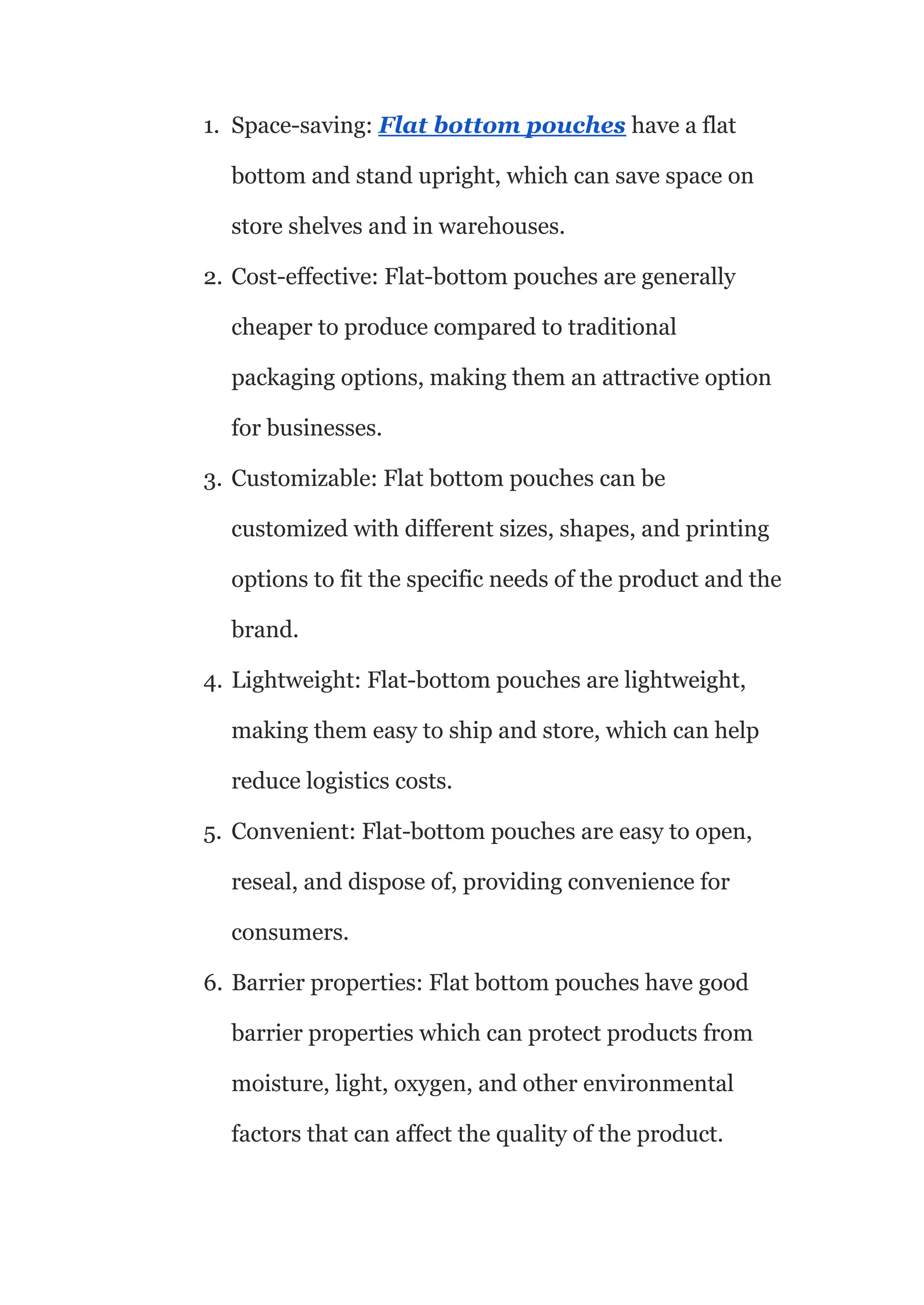 Pros of flat bottom pouches | PDF