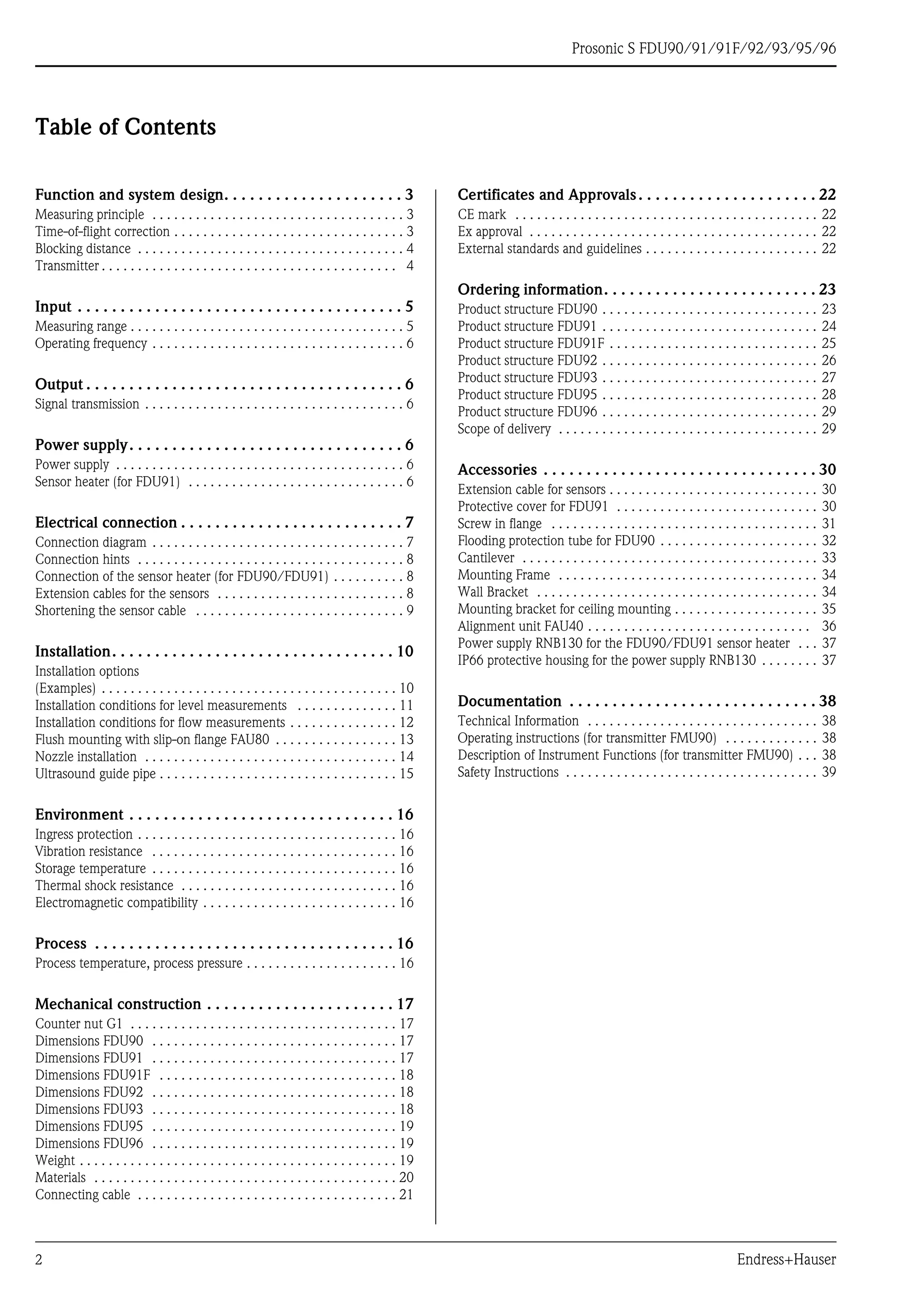 Prosonic s fdu90 endress+hauser datasheet-ultrasonic sensors | PDF
