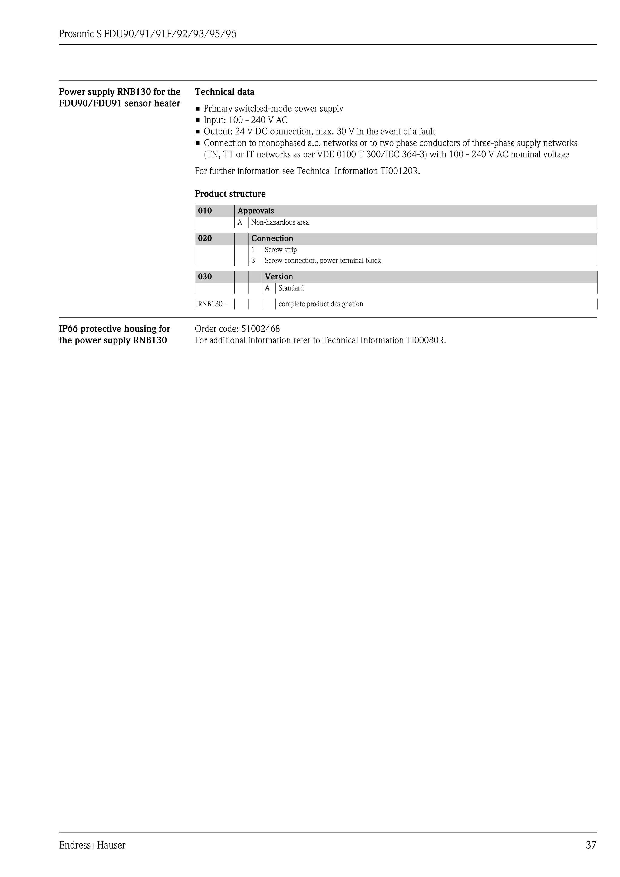 Prosonic s fdu90 endress+hauser datasheet-ultrasonic sensors | PDF