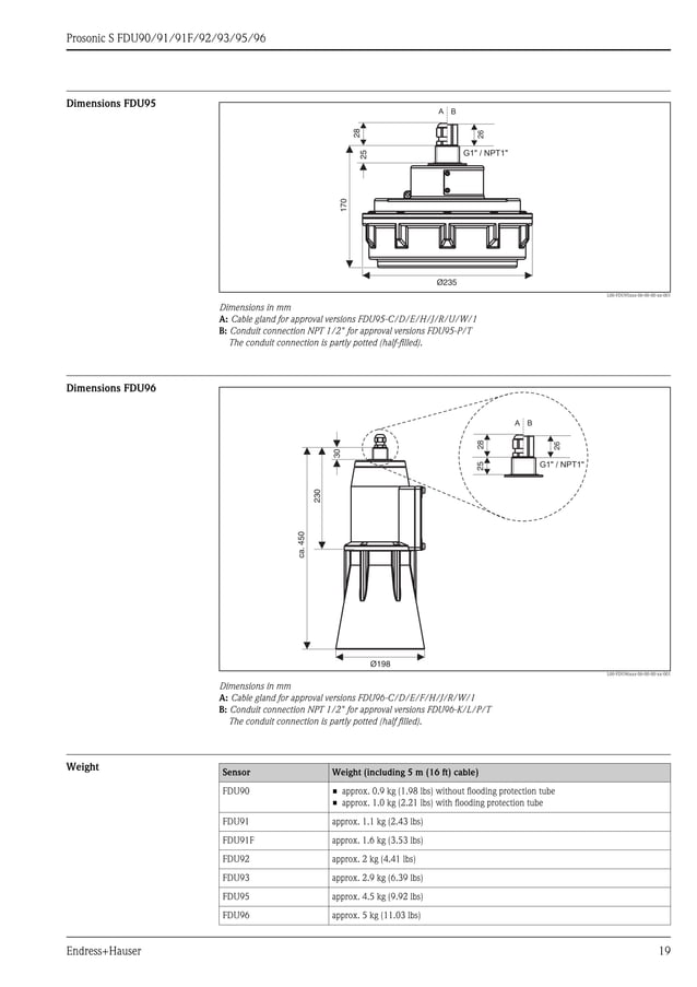 Prosonic s fdu90 endress+hauser datasheet-ultrasonic sensors | PDF ...