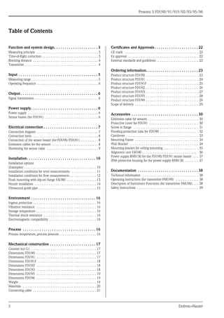 Prosonic s fdu90 endress+hauser datasheet-ultrasonic sensors | PDF ...