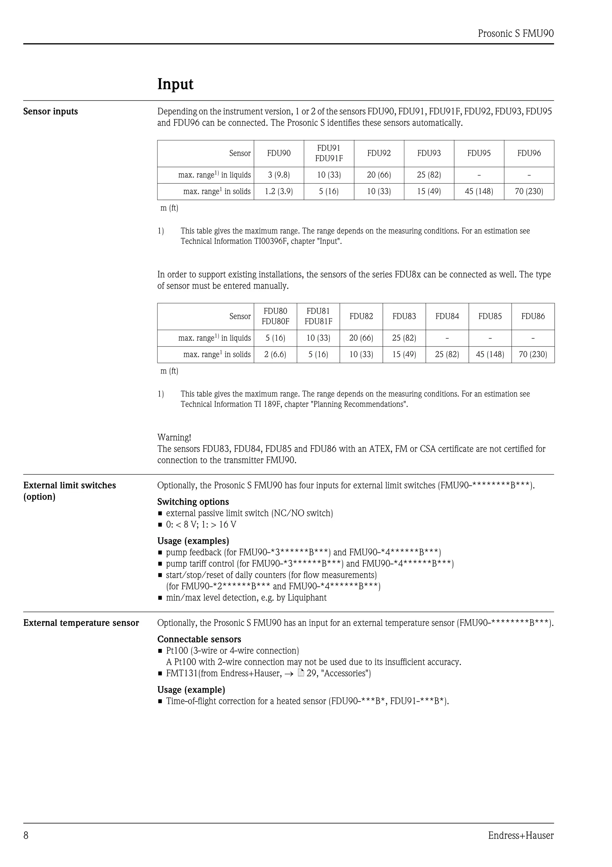 Prosonic s fmu90 endress+hauser datasheet-transmitter in housing | PDF
