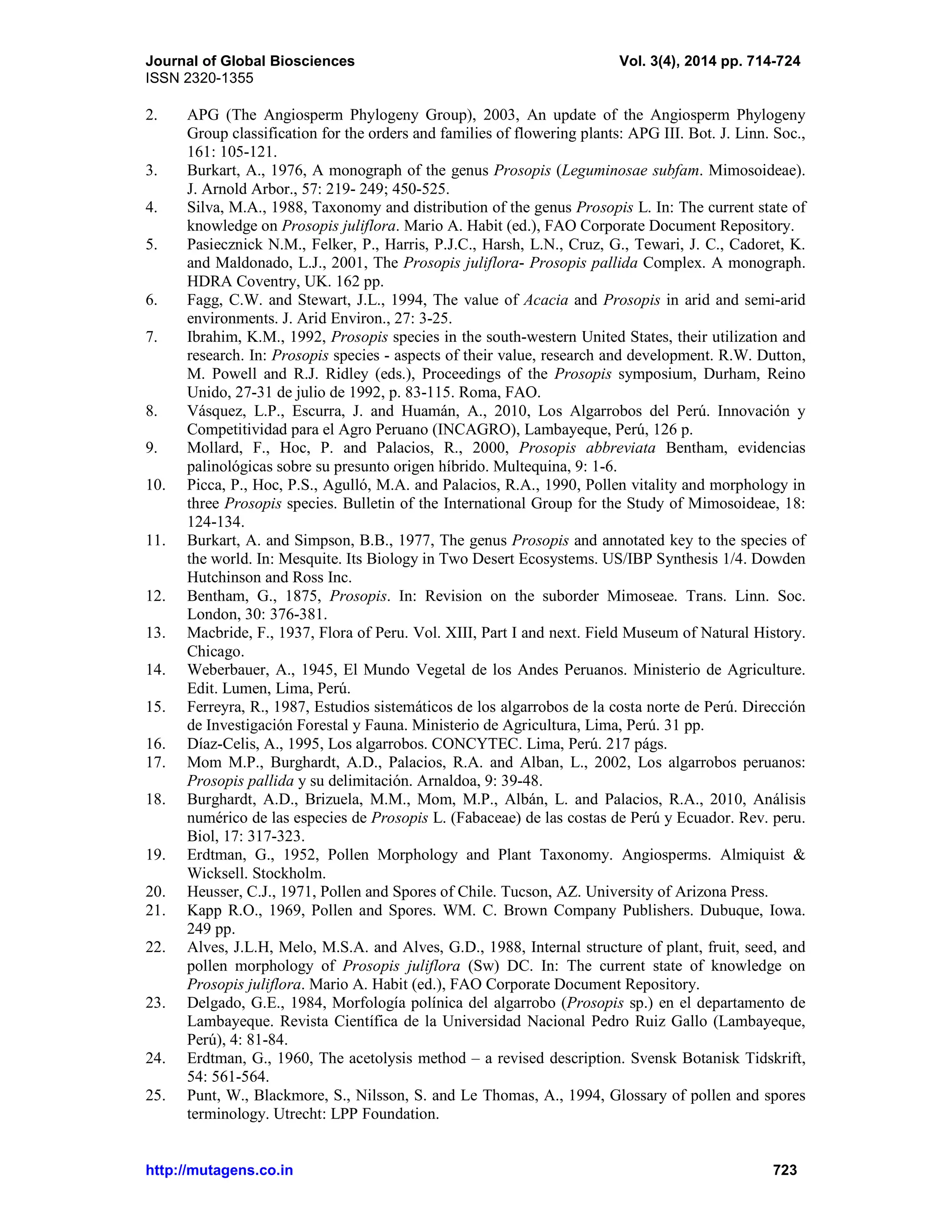 POLLEN MORPHOLOGY OF PERUVIAN PROSOPIS (FABACEAE) | PDF