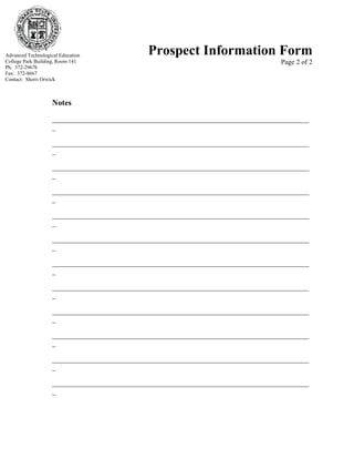 Prospect information form blank | DOC