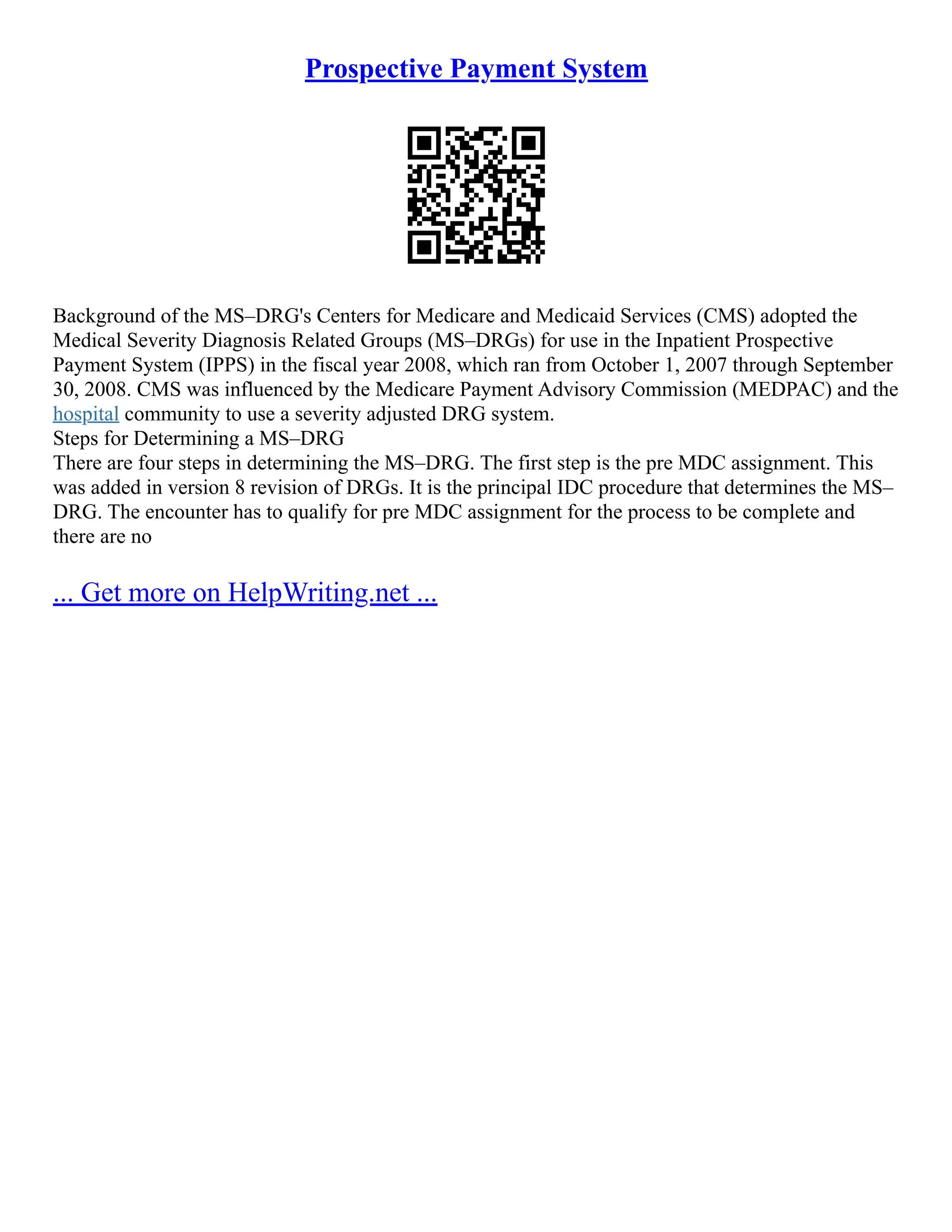 Prospective Payment System | PDF