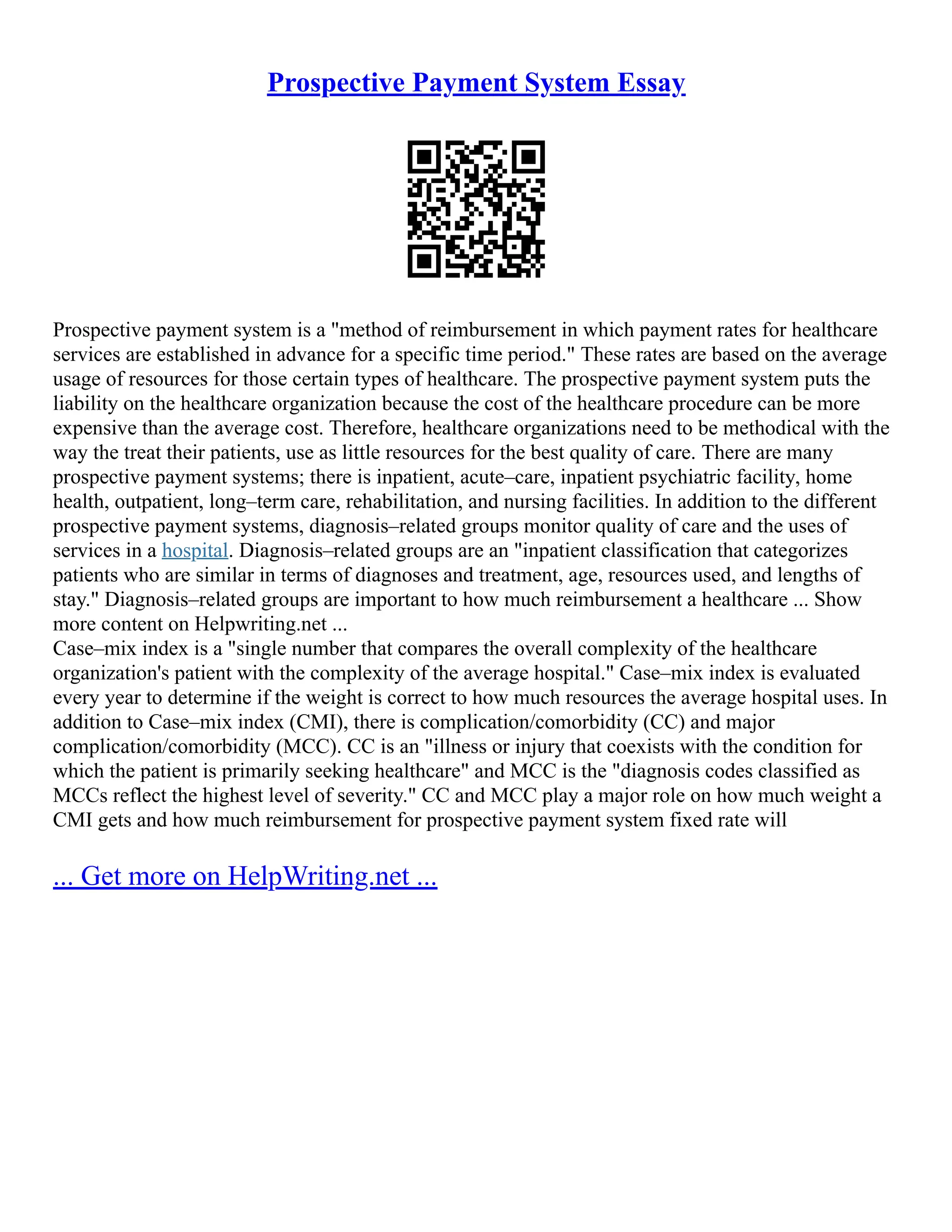 Prospective Payment System | PDF