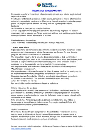 Prospecto Almax 500mg comprimidos masticables | PDF | Digestive ...