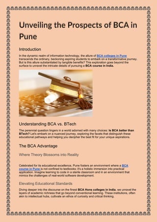 Unveiling the Prospects of BCA in Pune | PDF