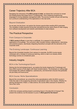 Unveiling the Prospects of BCA in Pune | PDF