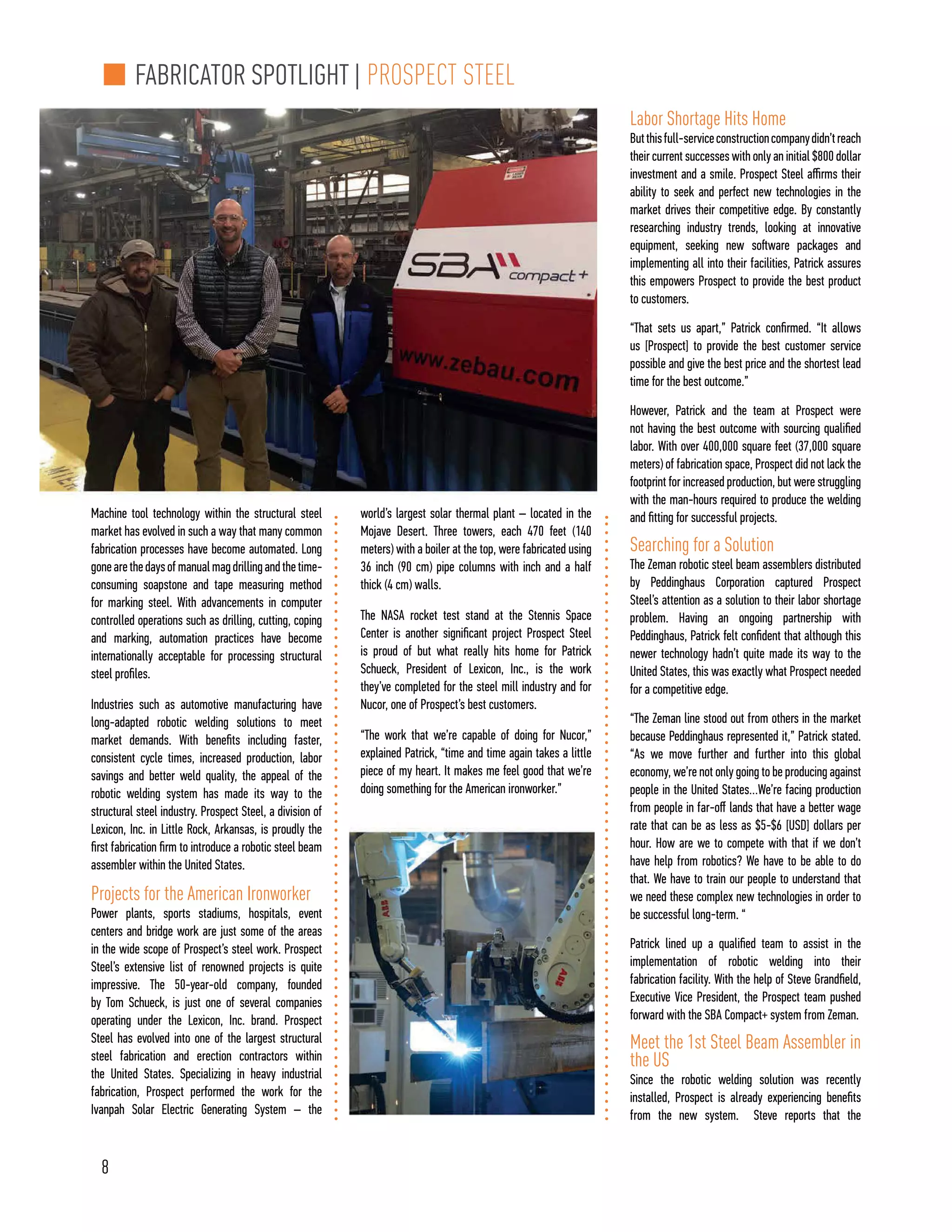 Prospect Steel - Structural Steel Assembly Robotic Welder | PDF