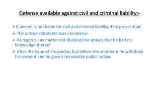 Prospectus and liability for the misstatement in the prospectus. | PPTX