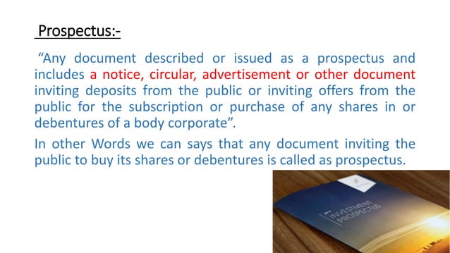 Prospectus and liability for the misstatement in the prospectus. | PPTX