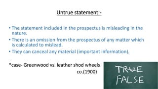 Prospectus and liability for the misstatement in the prospectus. | PPTX