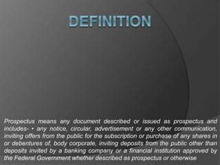 Prospectus & Requirements of the Prospectus. | PPTX