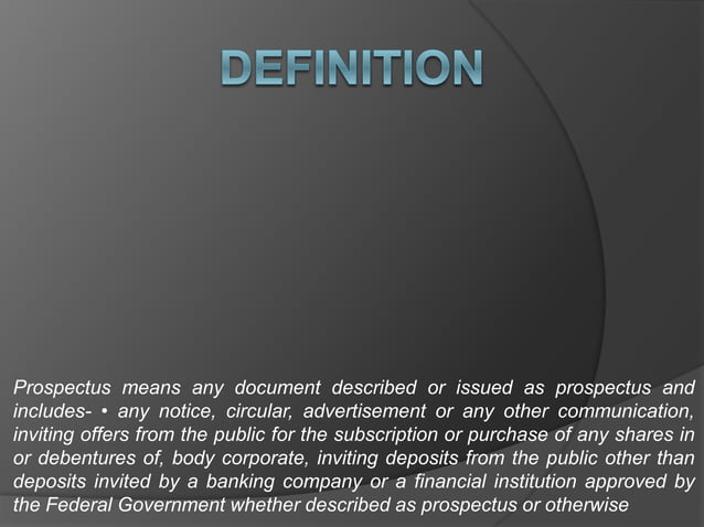 Prospectus & Requirements of the Prospectus. | PPTX | Business ...