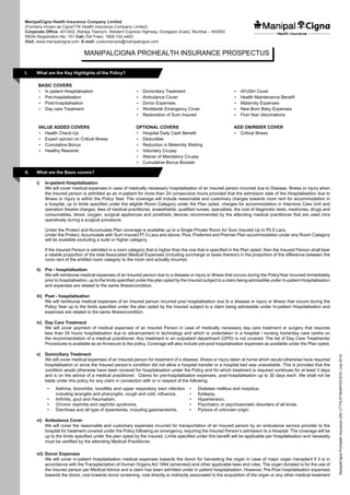 Learn About Manipalcigna Prohealth Insurance Prospectus | PDF