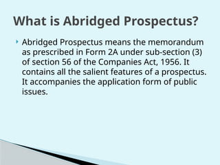 PROSPECTUS in company law useful to all. | PPTX
