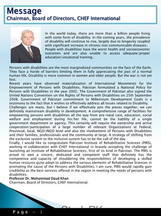Pakistan Institute of Rehabilitation Sciences (PIRS) Islamabad ...